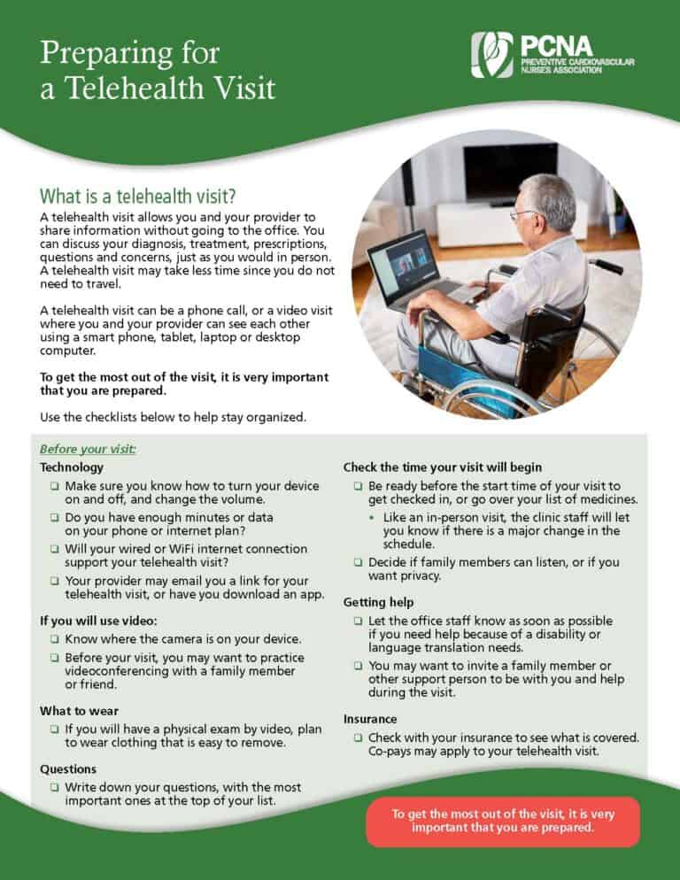 Preparing for a Telehealth Visit Fact Sheet – PCNA