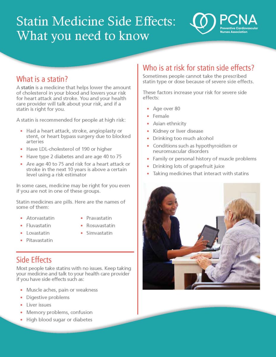 Statin Medicine Side Effects: What You Need to Know Fact Sheet – PCNA
